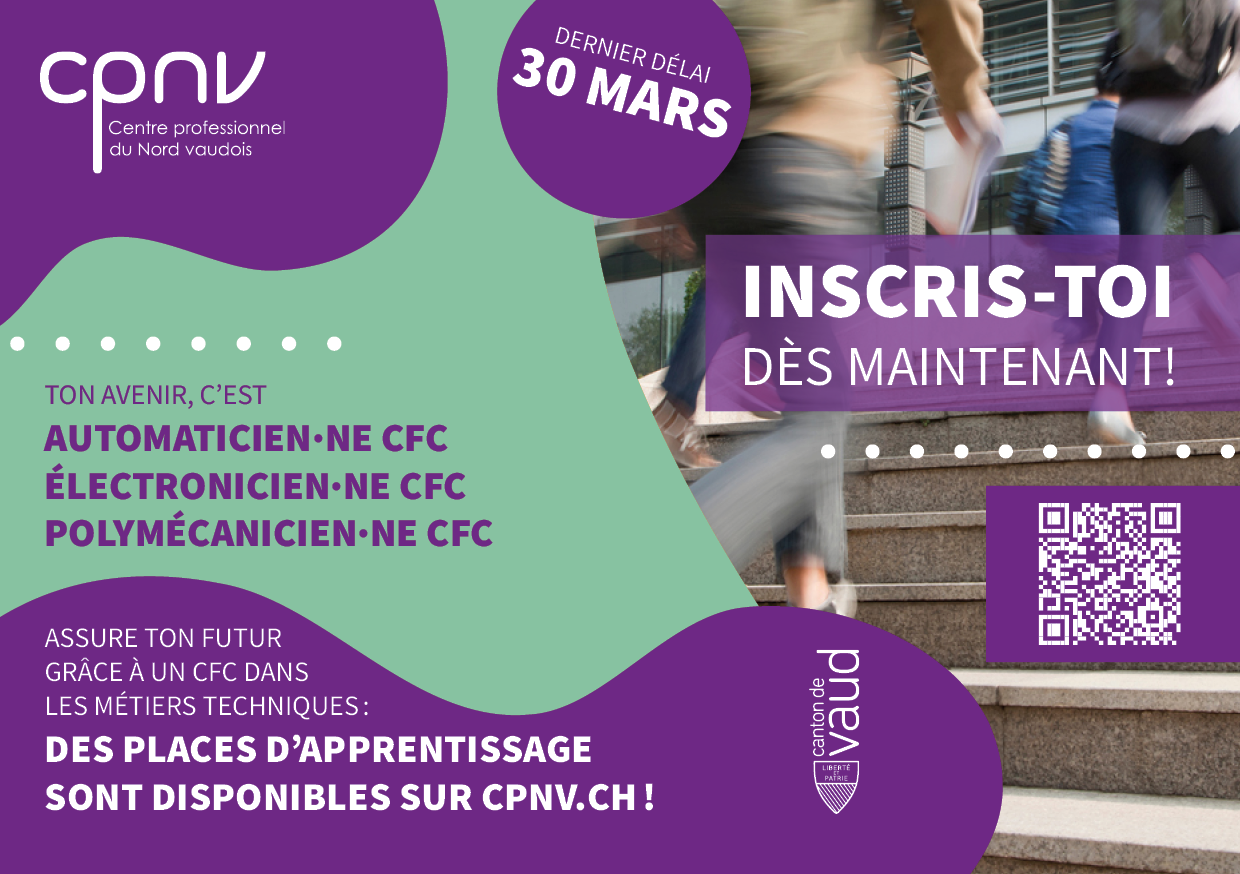 Inscriptions tardives en école des métiers - CPNV